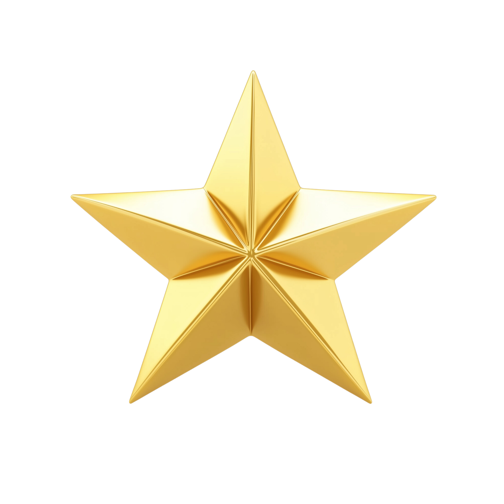 A Golden 3D Star Emoji with Sharp Points and a Shine, Isolated on Transparent Background ...