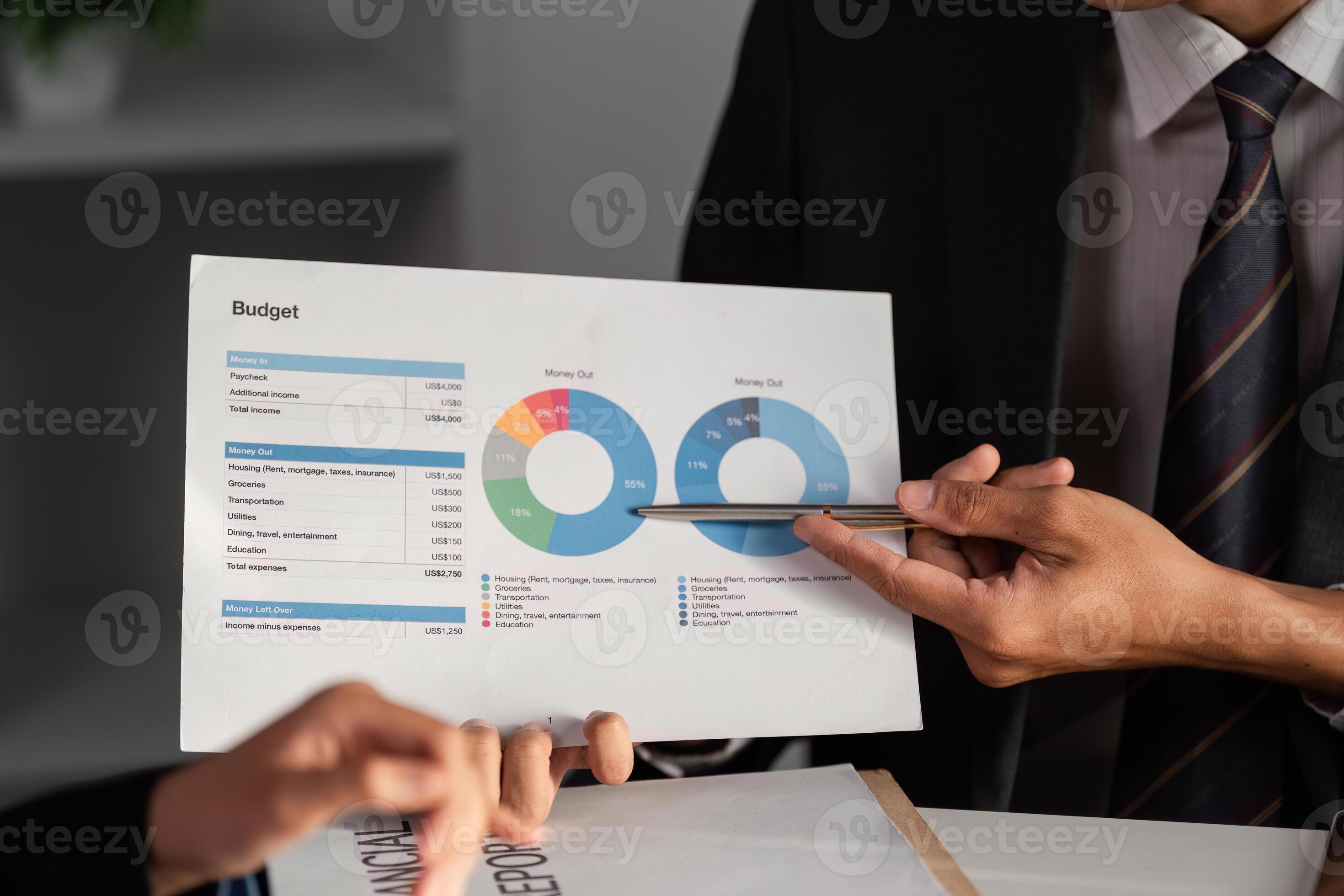 Business Team Collaborates On Data Analysis With Graphs In Modern