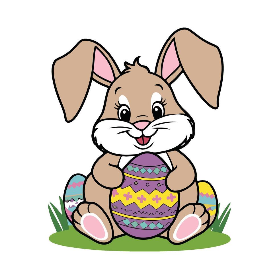 Easter bunny with egg clipart 54069088 Vector Art at Vecteezy