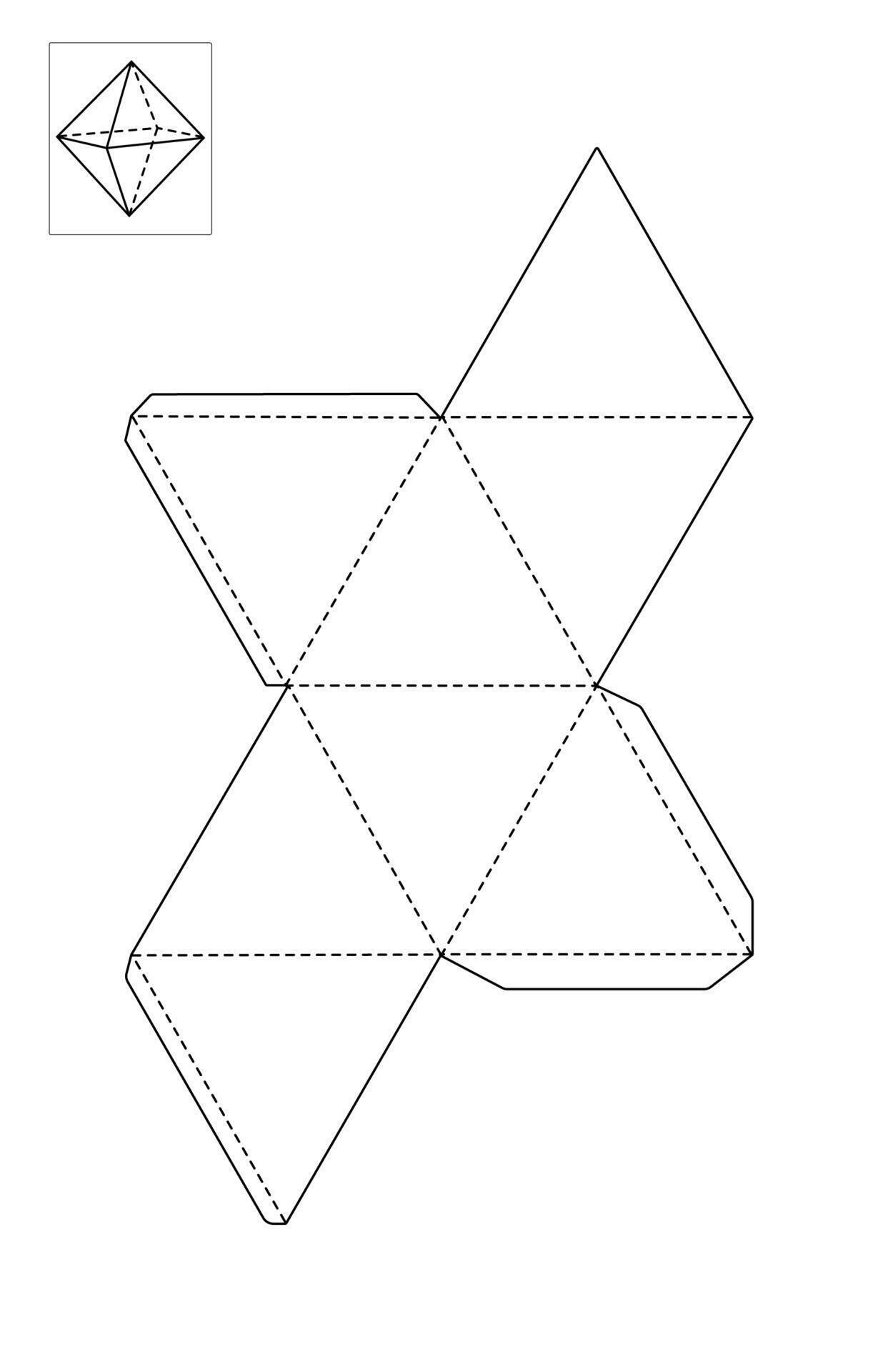 Octahedron 3D geometry shapes. box foldable packaging Template ...