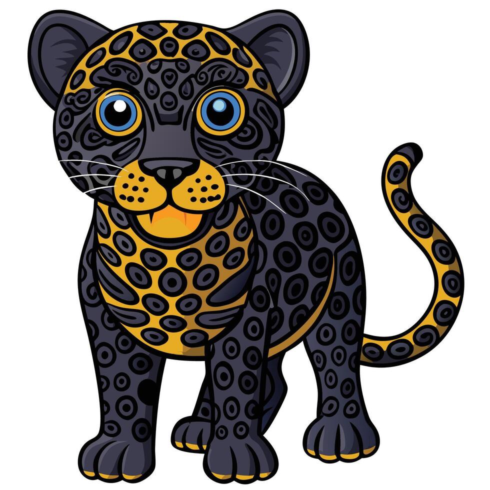 un dibujos animados jaguar con un negro y amarillo modelo 54079266 Vector en Vecteezy