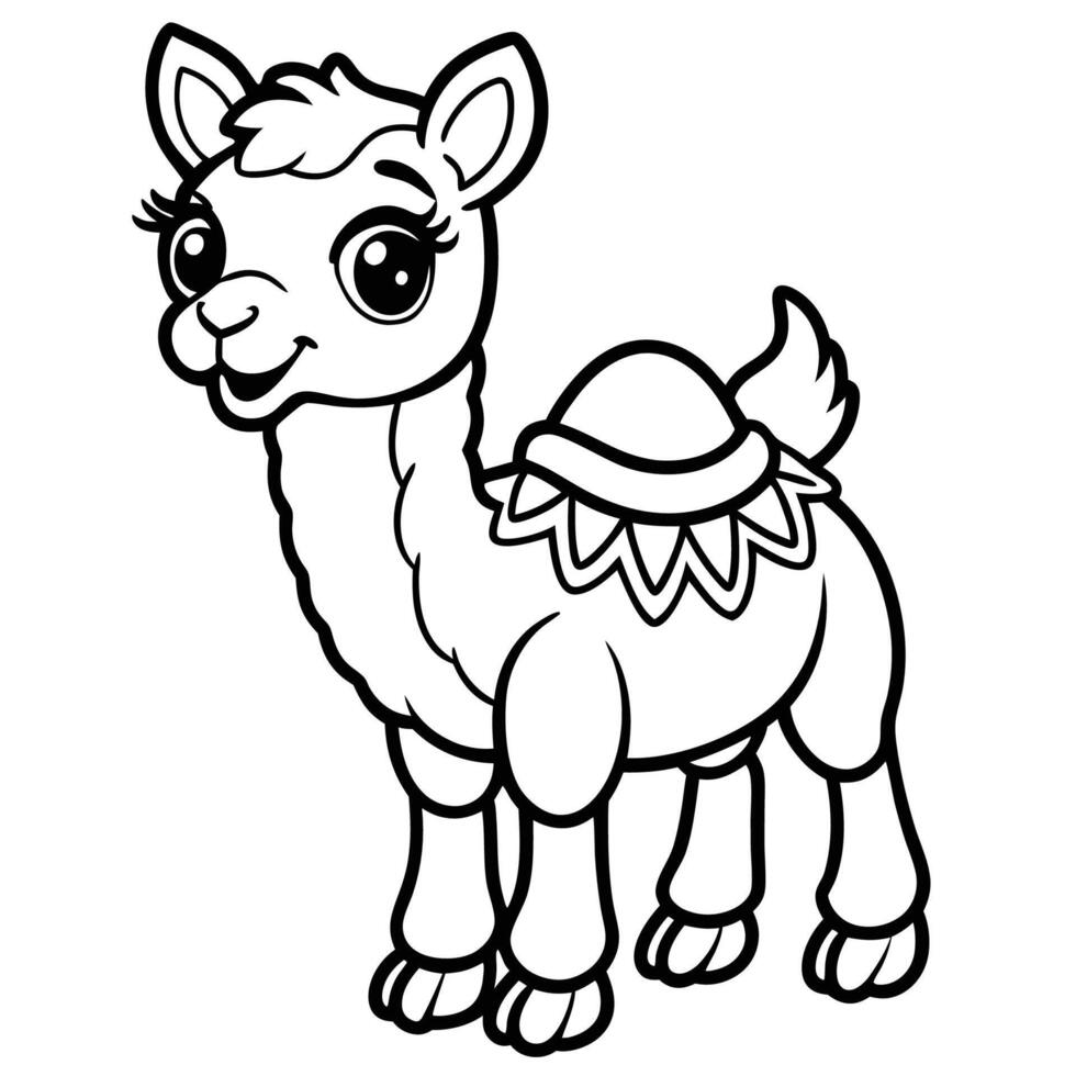 cute llama coloring pages for kids 54079990 Vector Art at Vecteezy