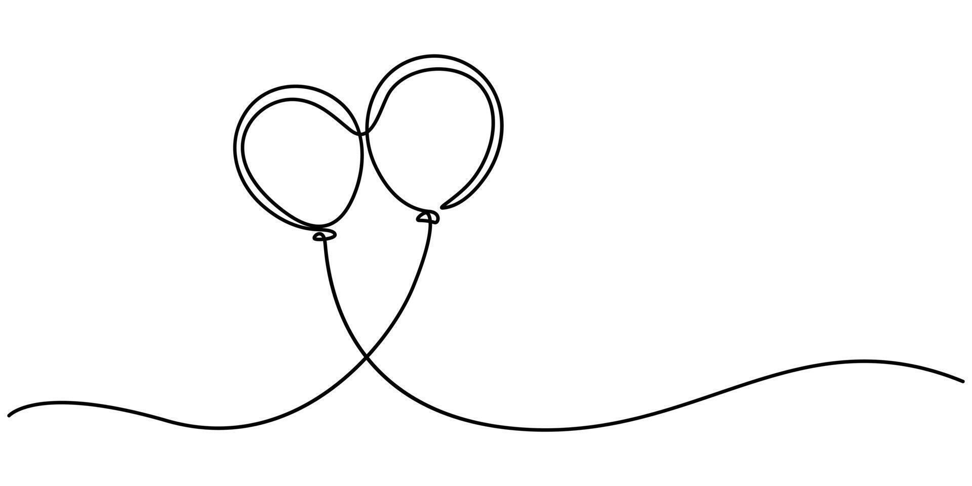 A simple line drawing of a birthday balloon continuous single one line ...