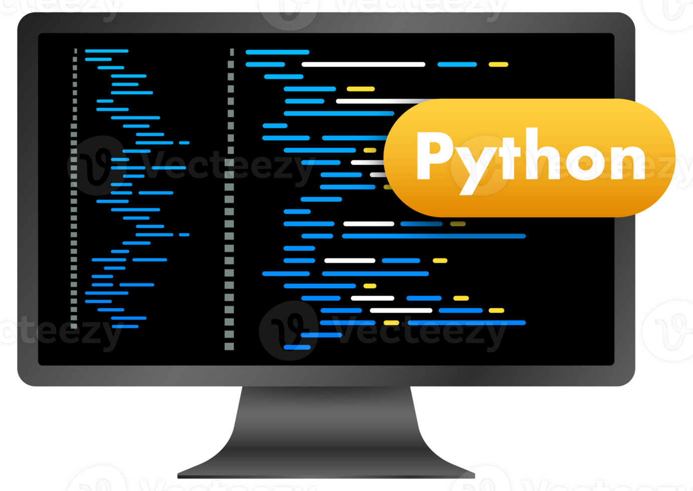 Computer Monitor Displaying Python Programming Language Code On Blue Background 54088420 Png