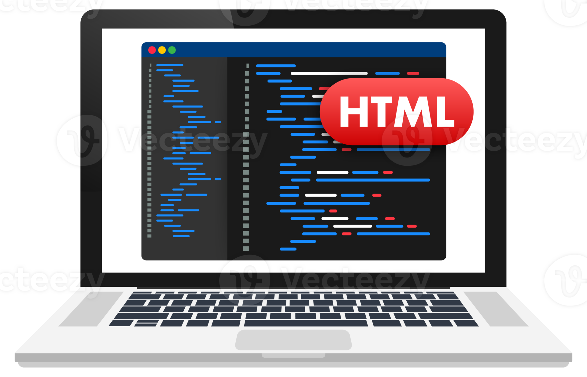 Laptop Showing Html Code On Screen Programming And Web Development 54088422 Png