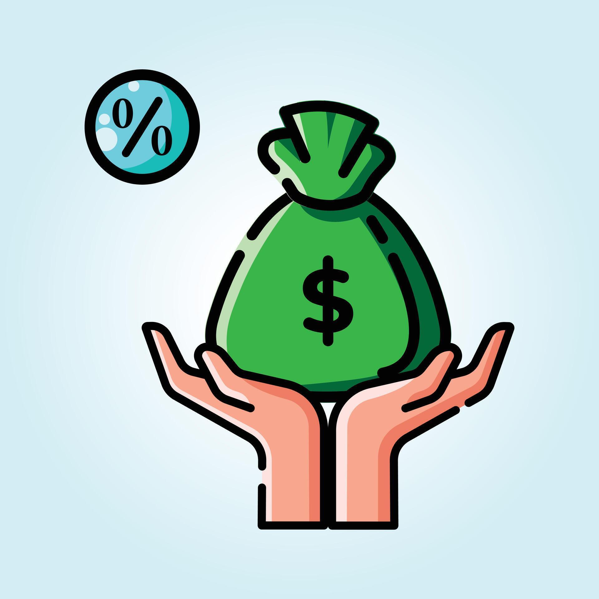 Hands Holding Money Bag Illustration of Financial Wealth, Savings, and Investment Opportunities ...