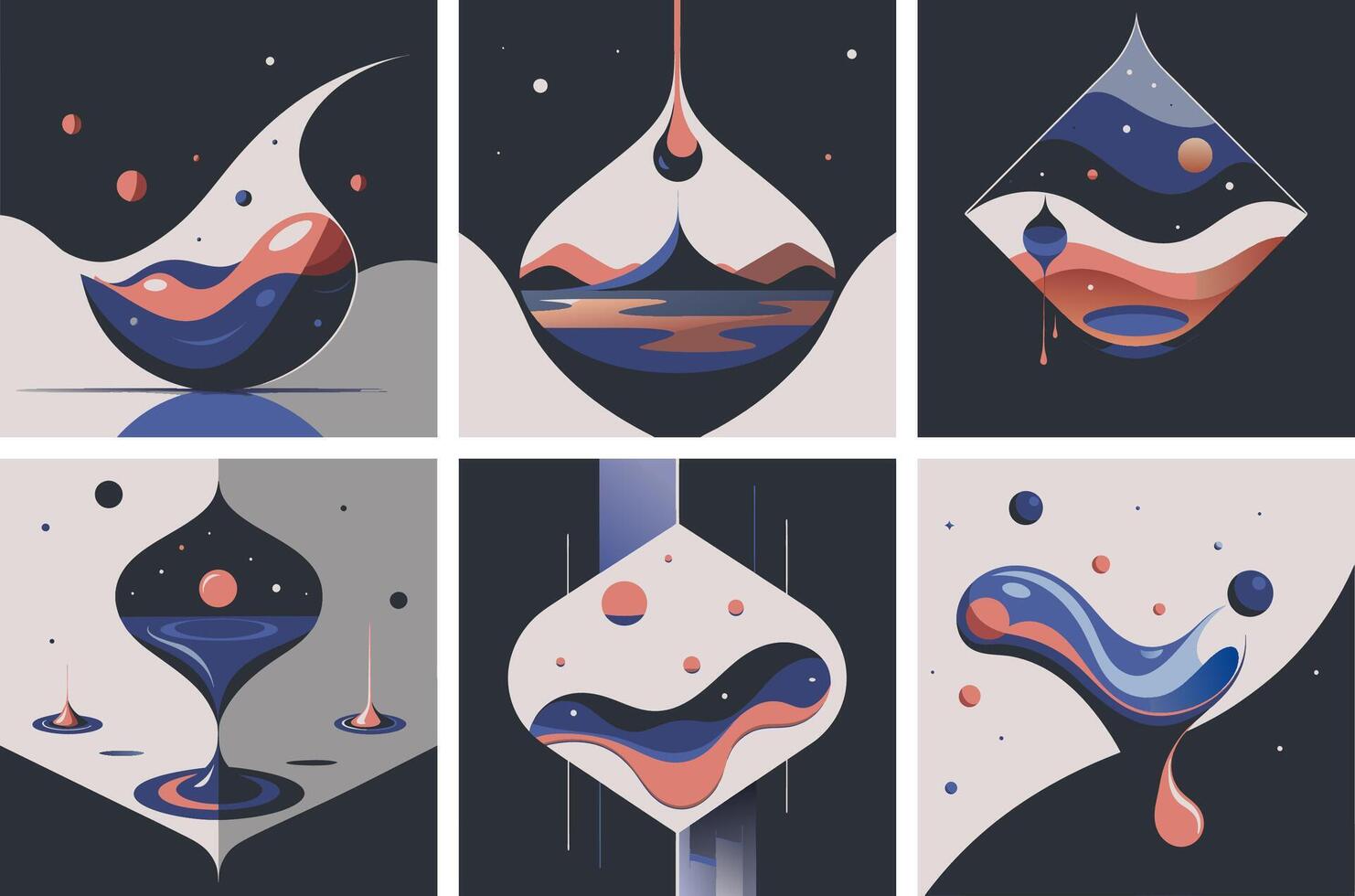 Colorful Abstract Fluid Elements Forming Amoeba Blob Shape In Modern