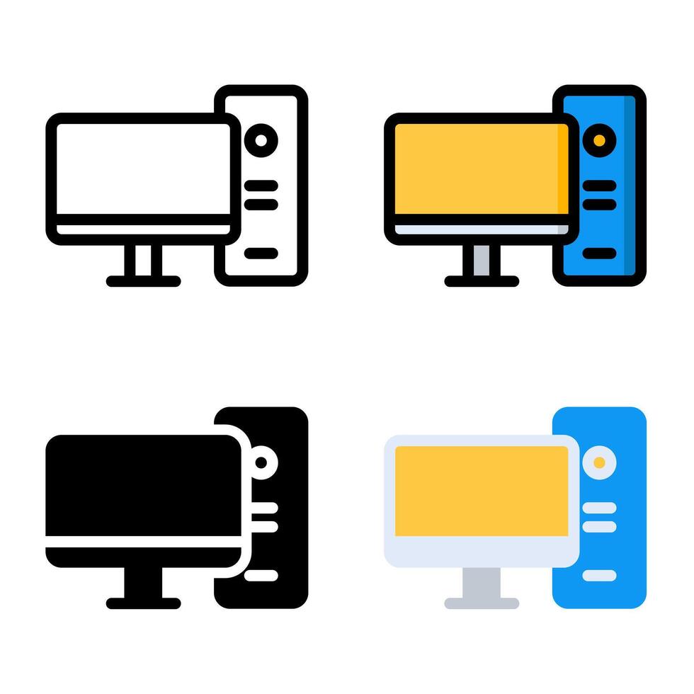 PC computer icon set. Suitable for desktop computer technology element ...