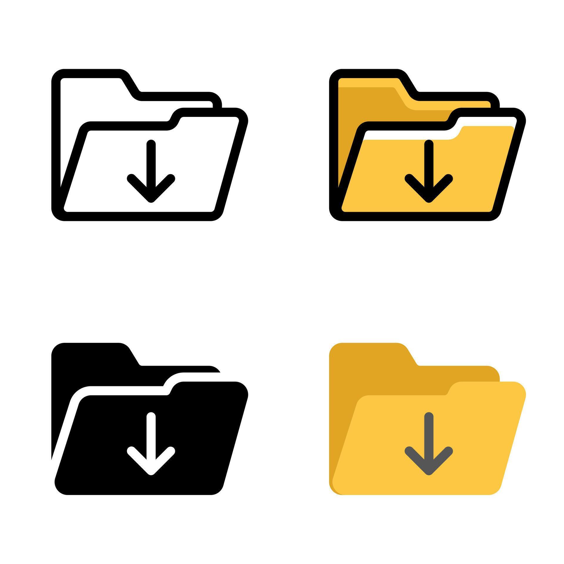 Folder download icon set. Suitable for computer document sharing. Computer ui ux folder ...