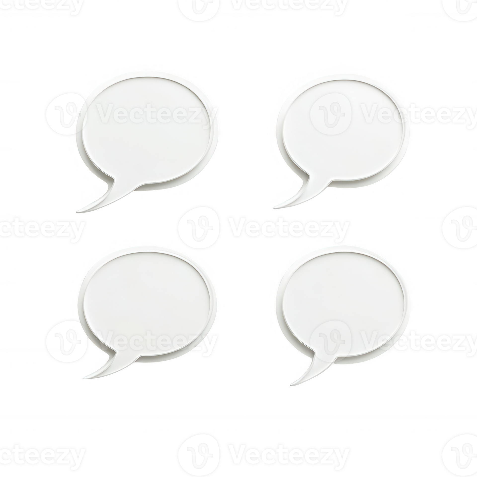 Four blank speech bubbles for adding custom text in graphic designs or ... Four blank speech bubbles for adding custom text in graphic designs or ...