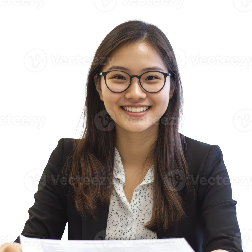 sonriente joven profesional mujer participación documentos a su ... sonriente joven profesional mujer participación documentos a su ...