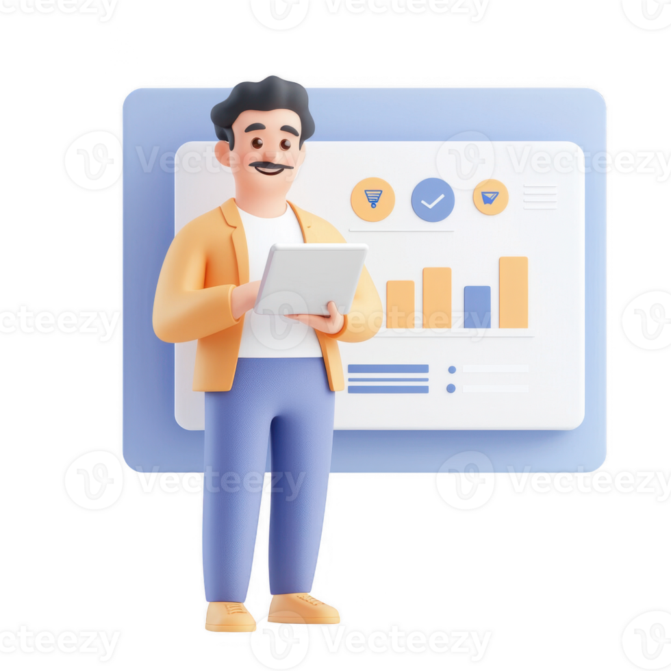 A Professional Man Analyzing Data With Digital Charts On A Tablet