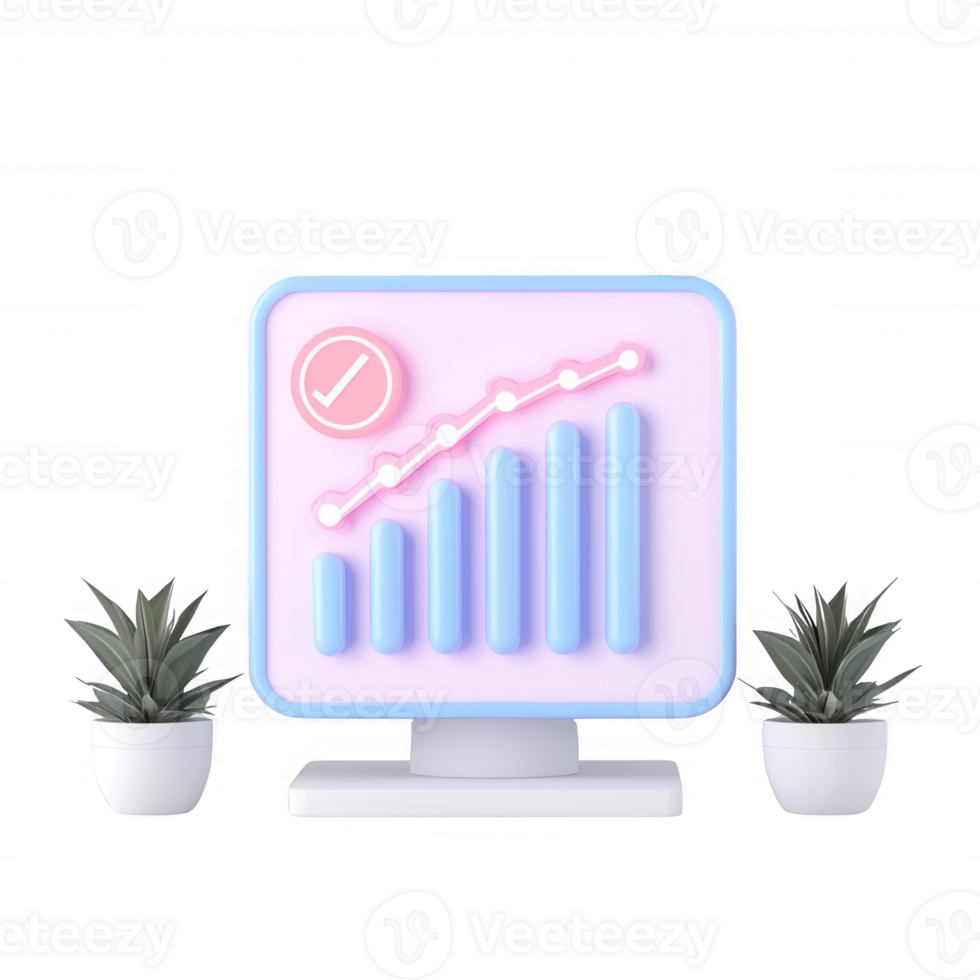 Modern Computer Monitor Displaying Growth Data With Plants For A