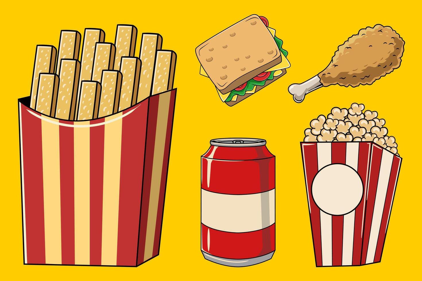 conjunto de sándwich, francés papas fritas, sándwich, soda, popular ... conjunto de sándwich, francés papas fritas, sándwich, soda, popular ...