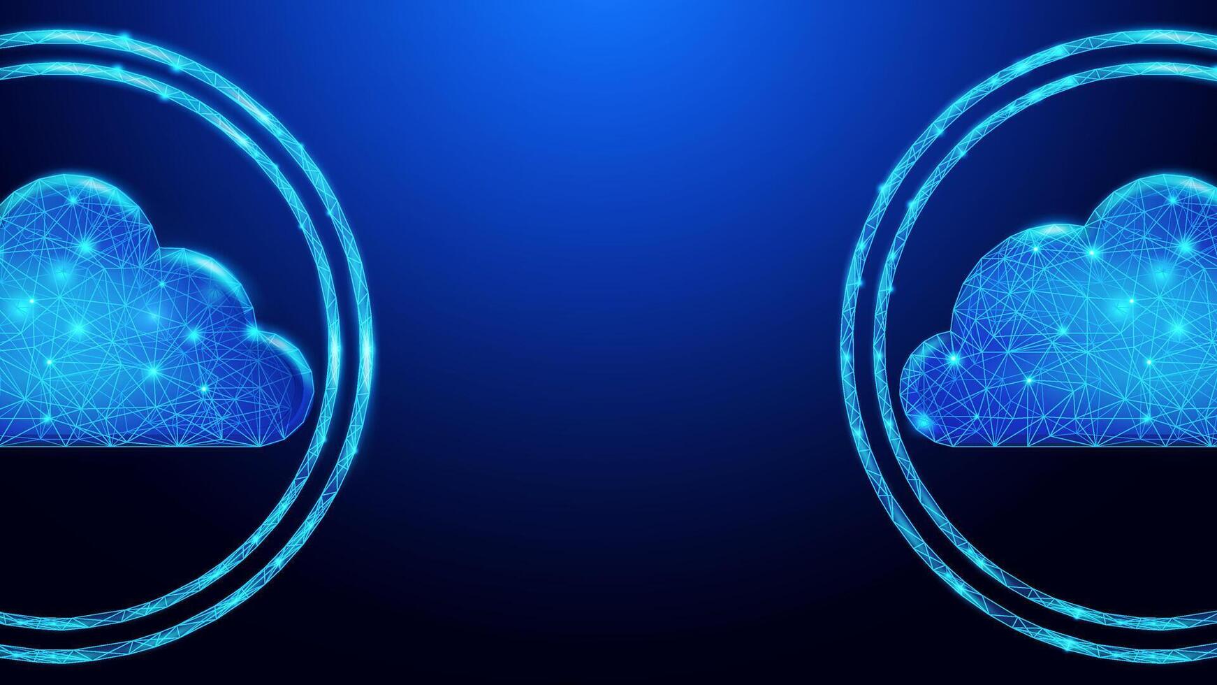 Digital cloud computing pattern in low poly wireframe style for website ...