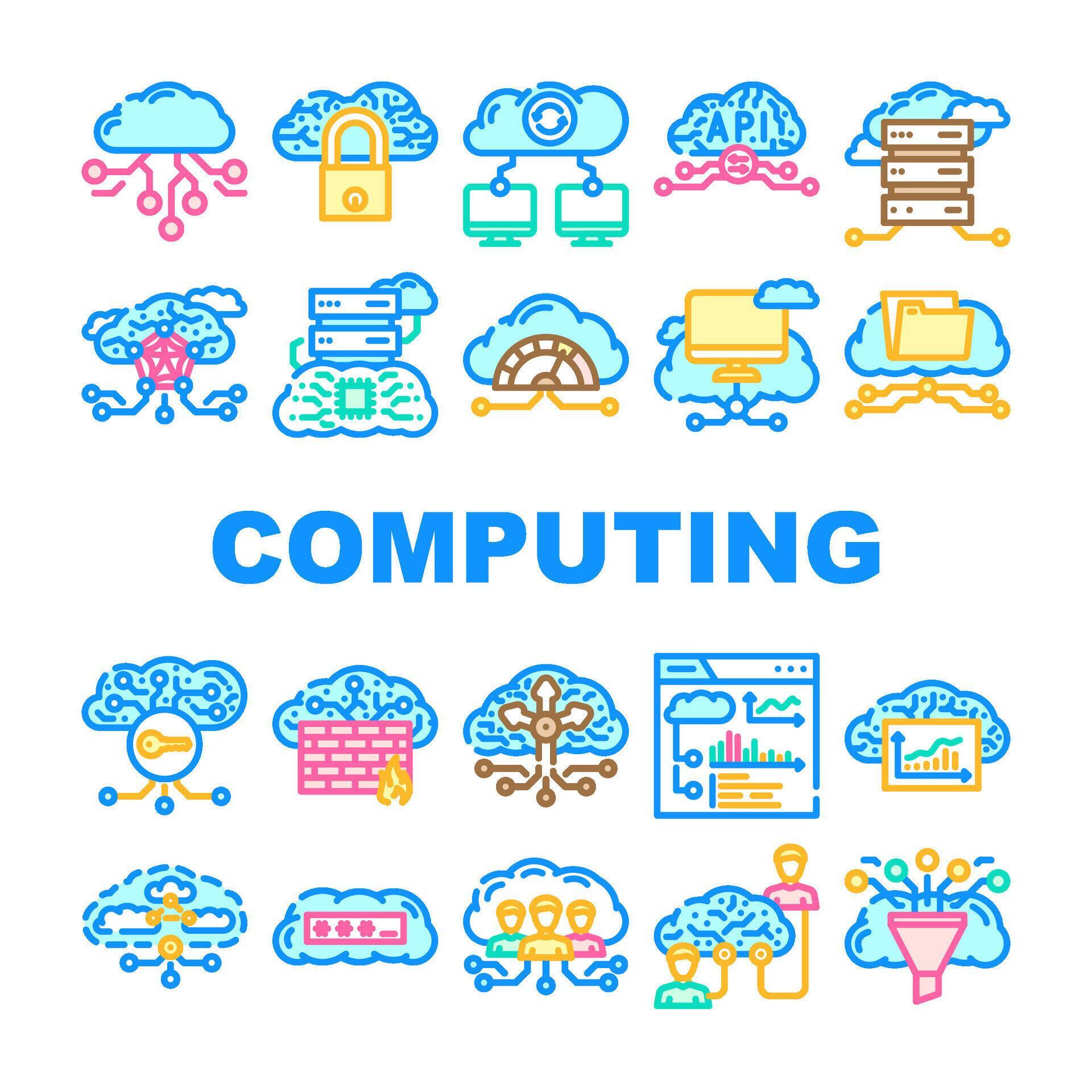 cloud computing virtualization icons set 54190049 Vector Art at Vecteezy