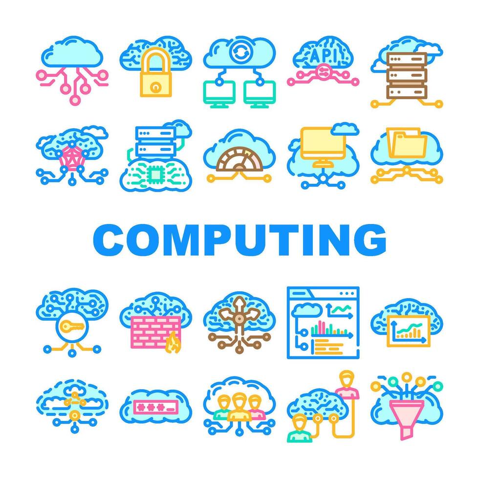 Cloud Computing Virtualization Icons Set 54190049 Vector Art At Vecteezy