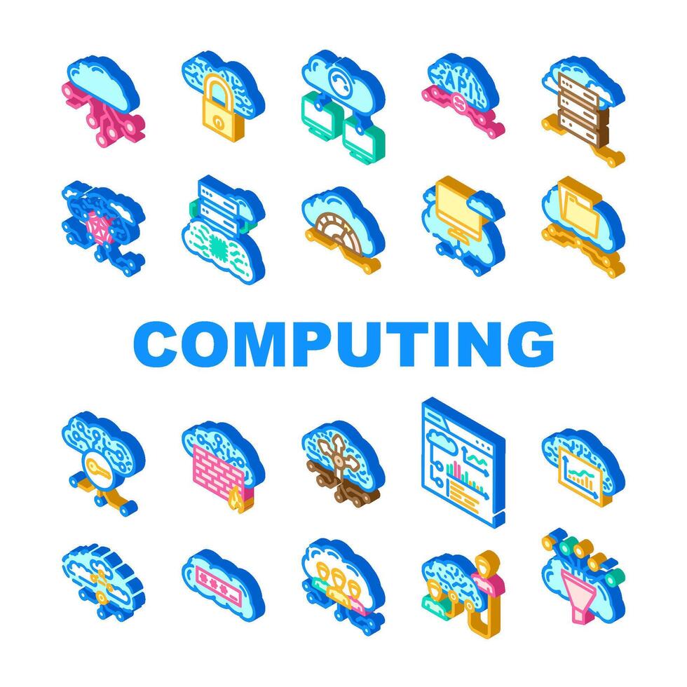 Cloud Computing Virtualization Icons Set 54190058 Vector Art At Vecteezy