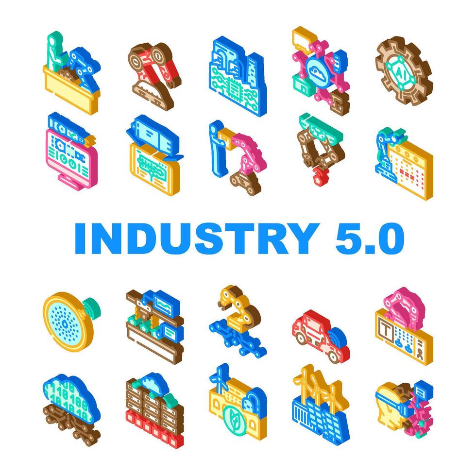Industry 5 Automation Robotics Icons Set 54190989 Vector Art At Vecteezy