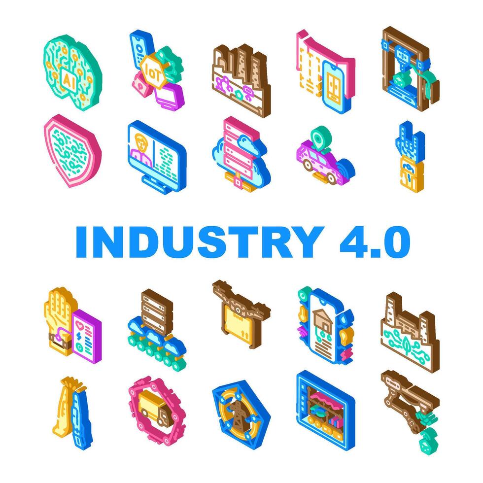 Industry 4 Automation Robotics Icons Set 54191157 Vector Art At Vecteezy