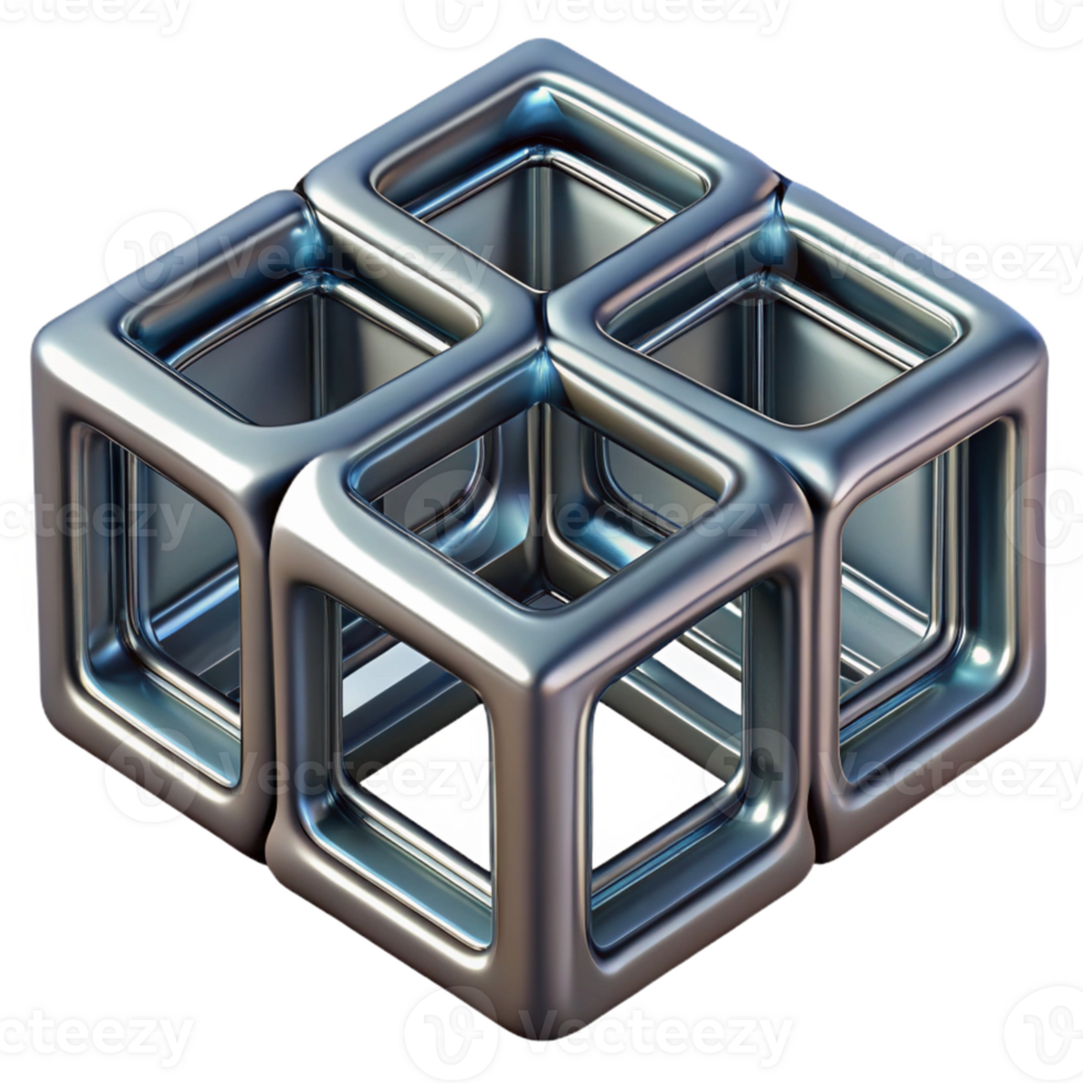 3d Render Interlocking Cubes Abstract Background 54195159 Png