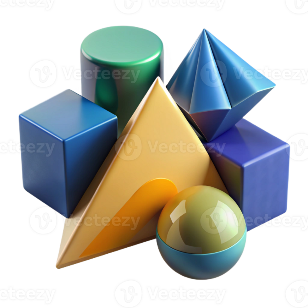 Abstract 3d Render Of Geometric Shapes 54196144 Png