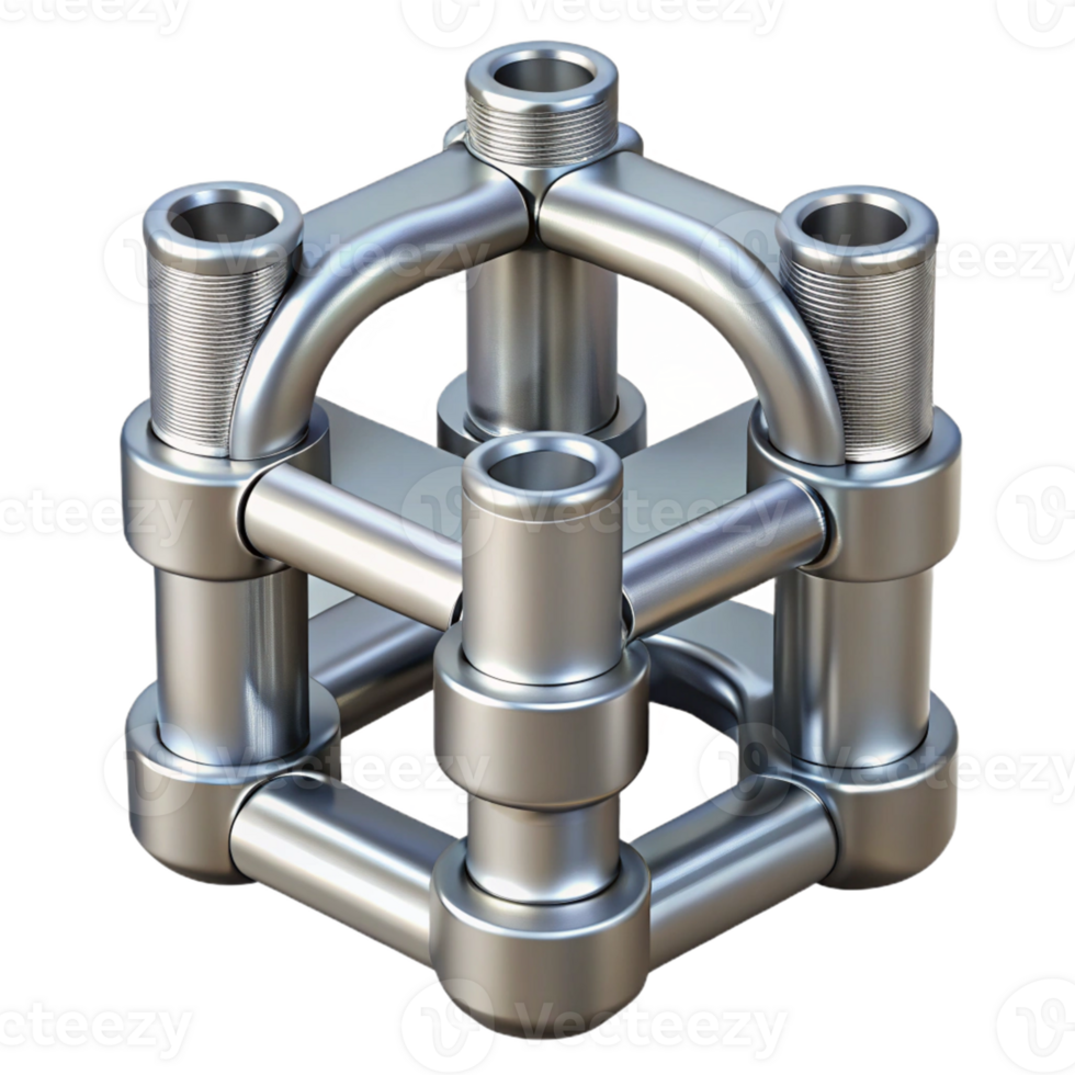 3d Render Metallic Cube Structure Illustration 54196492 Png