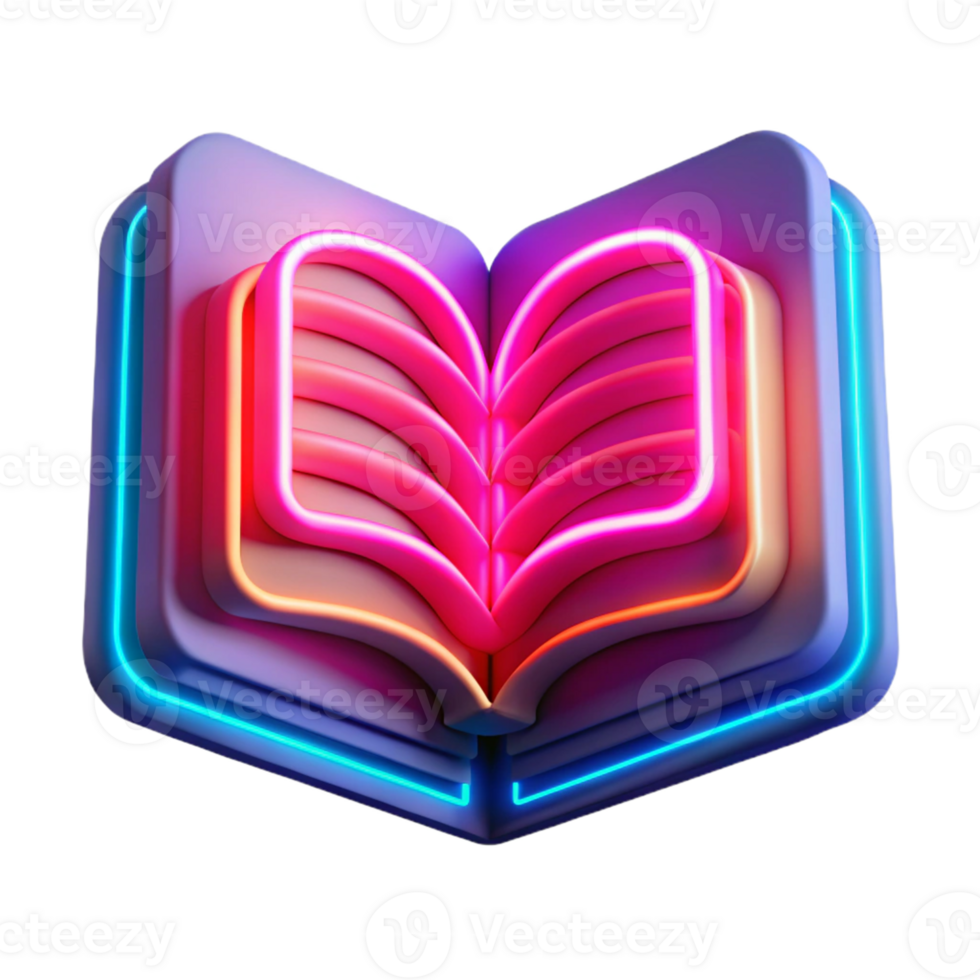 Neon Book 3D Illustration 54196768 PNG