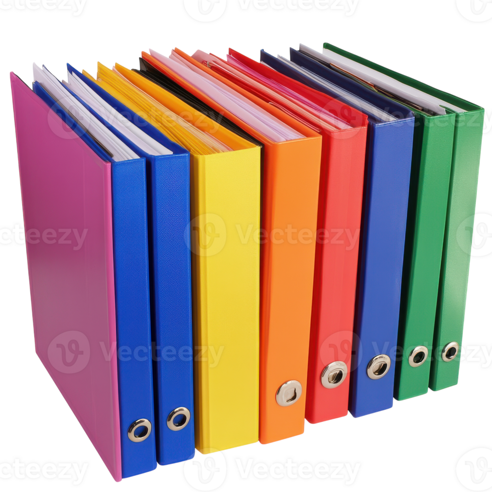 Organized Colorful File Folders for Efficient Document Management on Transparent Background ...