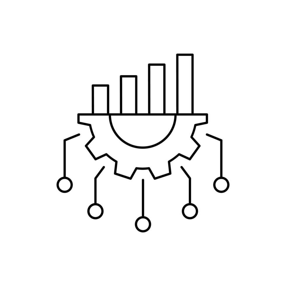AI in business line icon design. Implementation AI in business sector ...