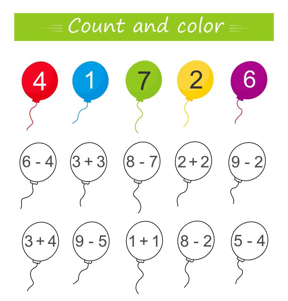 Math activity for kids. Developing numeracy skills. Number range up to ...