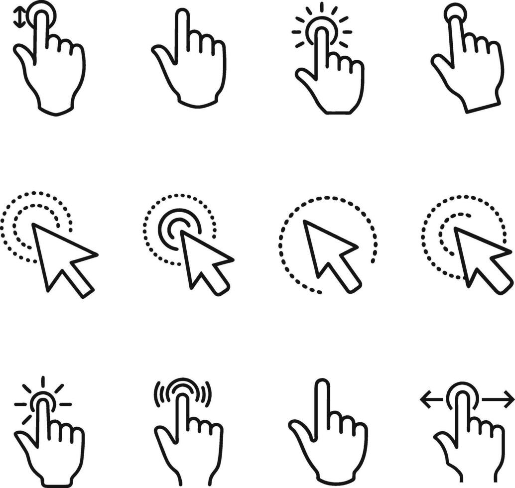 Hand Cursor Icons Click, Tap, Zoom, Scroll, Gesture Set 54223719 Vector Art at Vecteezy