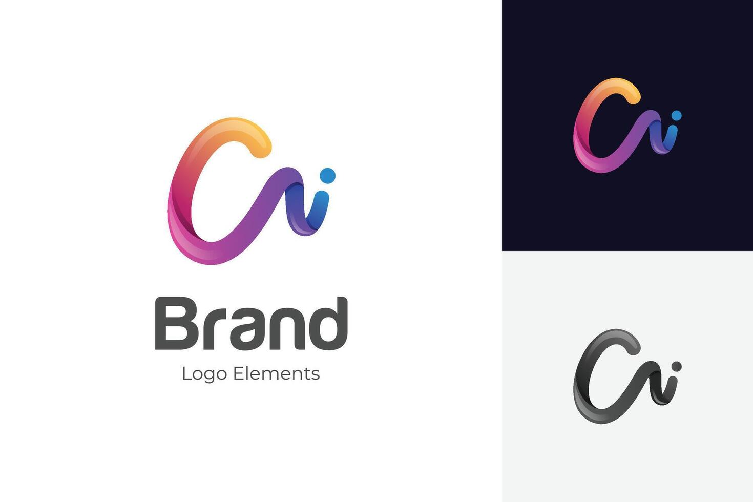 Letter ai identity logo design with multicolor shape icon design element, minimalist style for ...