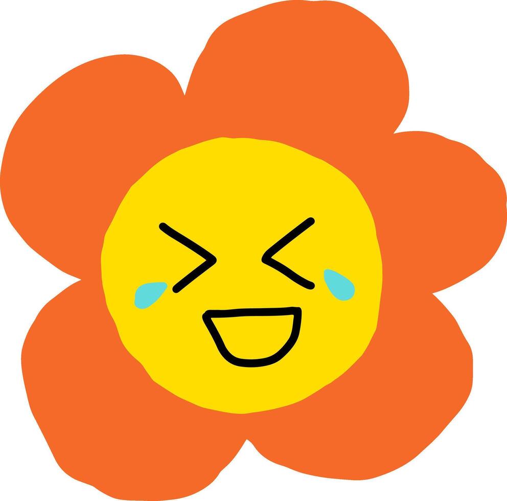 Cute cartoon flower emoticon with smiley face, illustration 54232135 ...