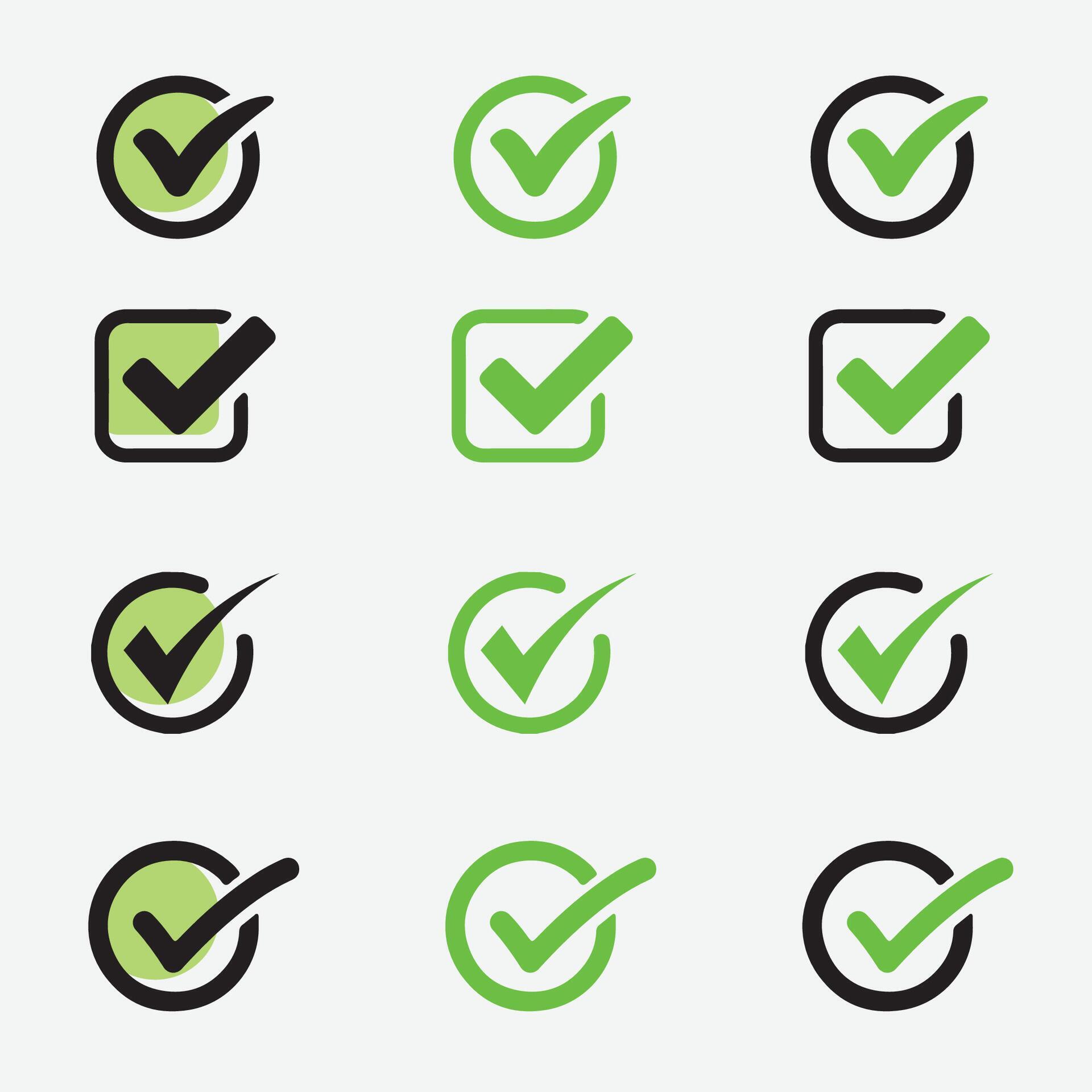 check box icon with correct, accept checkmark icons green tick box, check list circle frame ...
