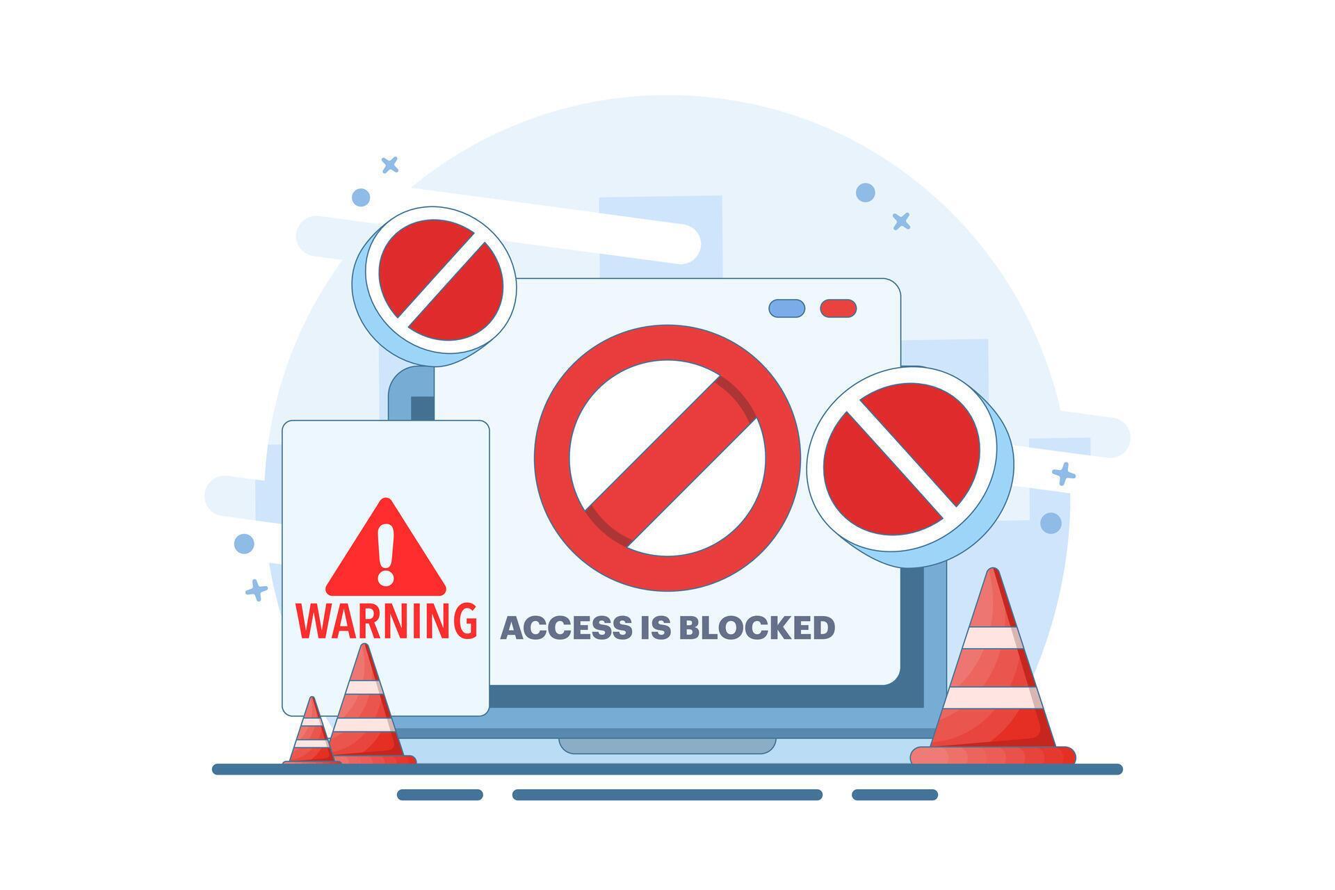 Online graphic concept of restricted access blocked on device ...