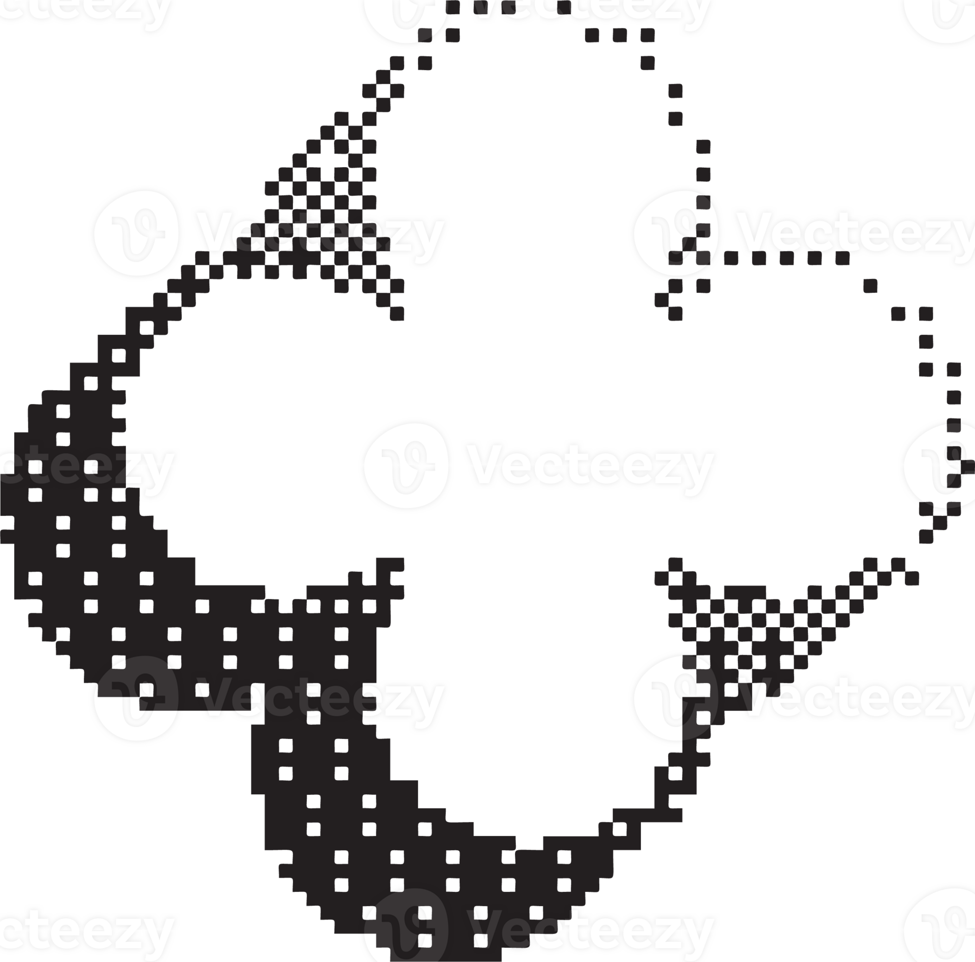 Bitmap pattern star shape. Flower halftone gradient element. Y2k graphic abstract icon. Dither ...