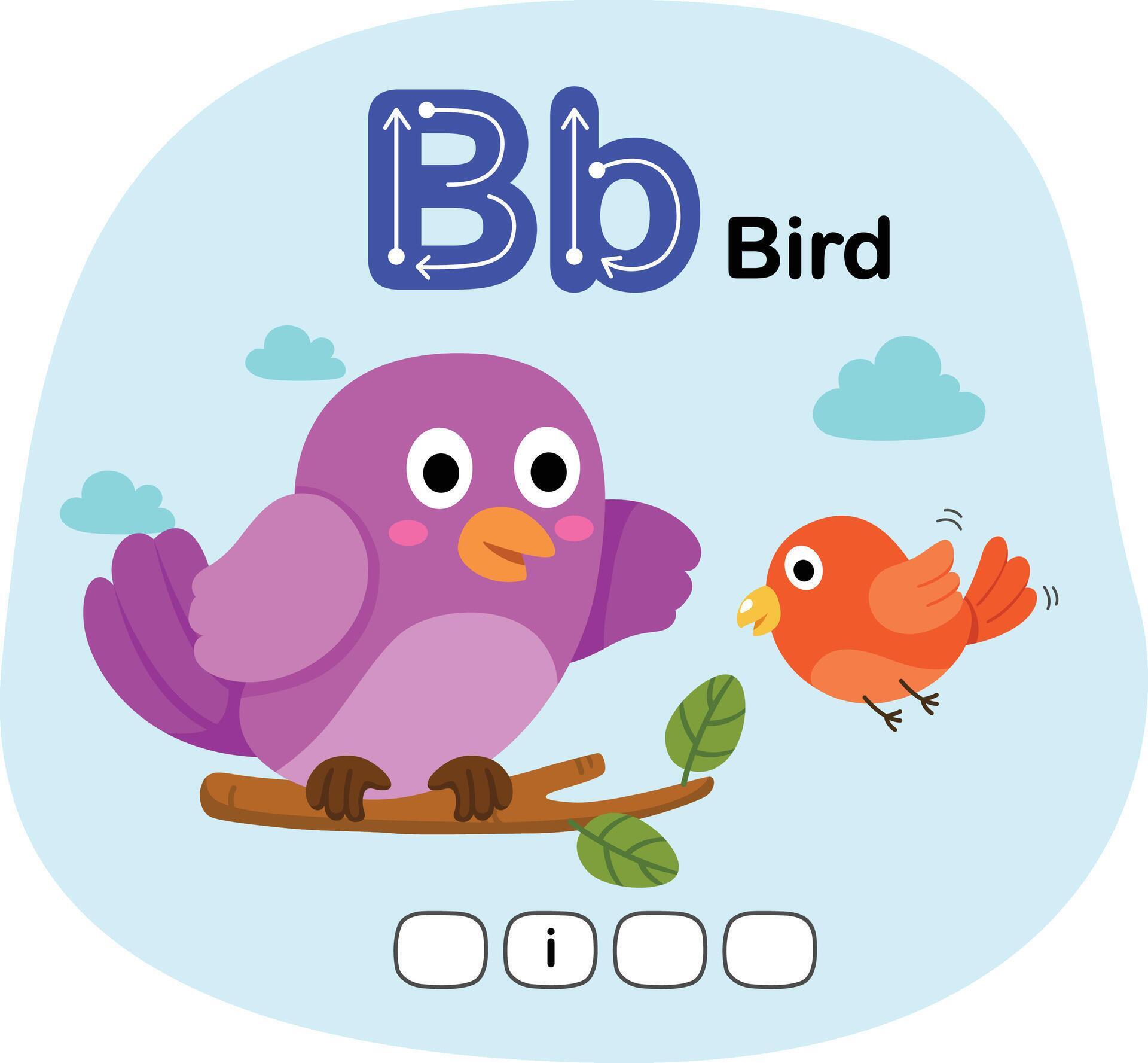 Illustration Isolated Animal Alphabet Letter B-Bird 54266070 Vector Art ...