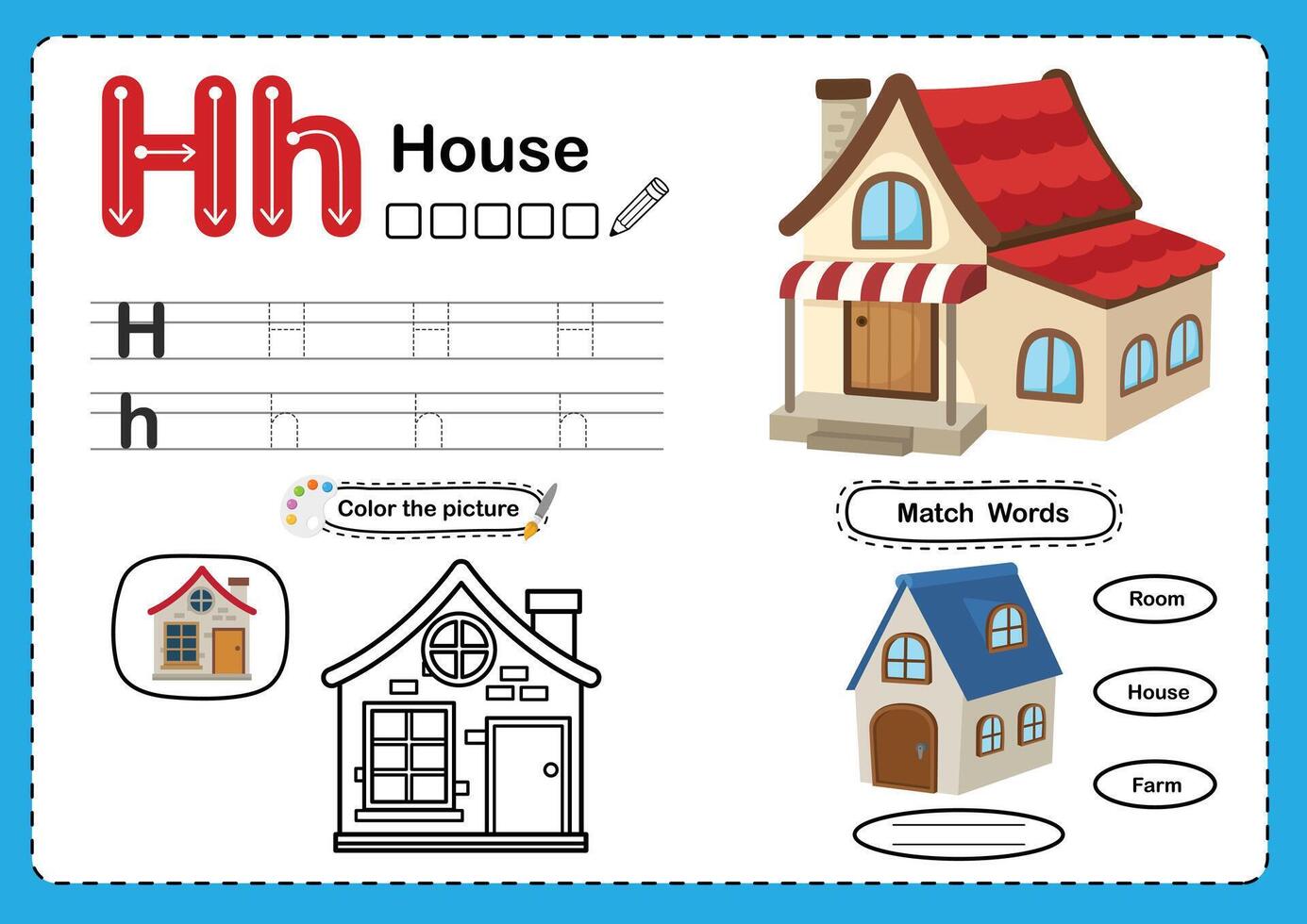 Illustration Isolated Alphabet Letter H-House 54266087 Vector Art at ...