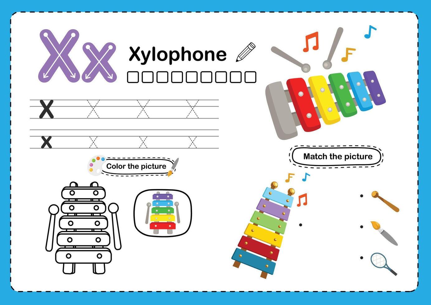 Illustration Isolated Alphabet Letter X- Xylophone 54266105 Vector Art ...