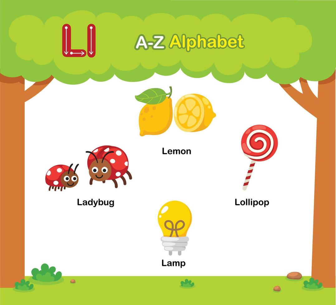 alfabeto letra l educación vocabulario ilustración 54266346 Vector en ...