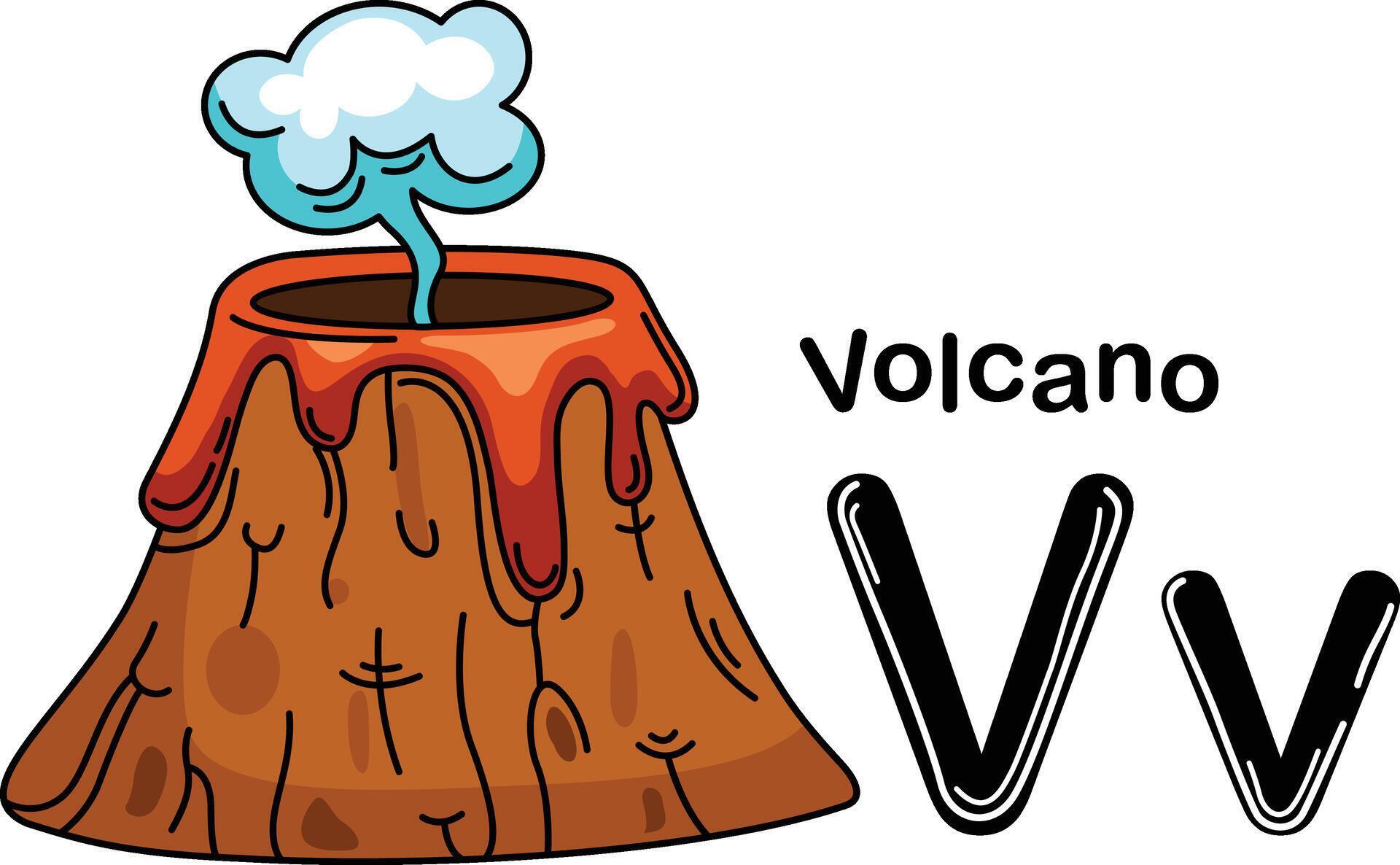Illustration Isolated Alphabet Letter V-Volcano 54266725 Vector Art at ...