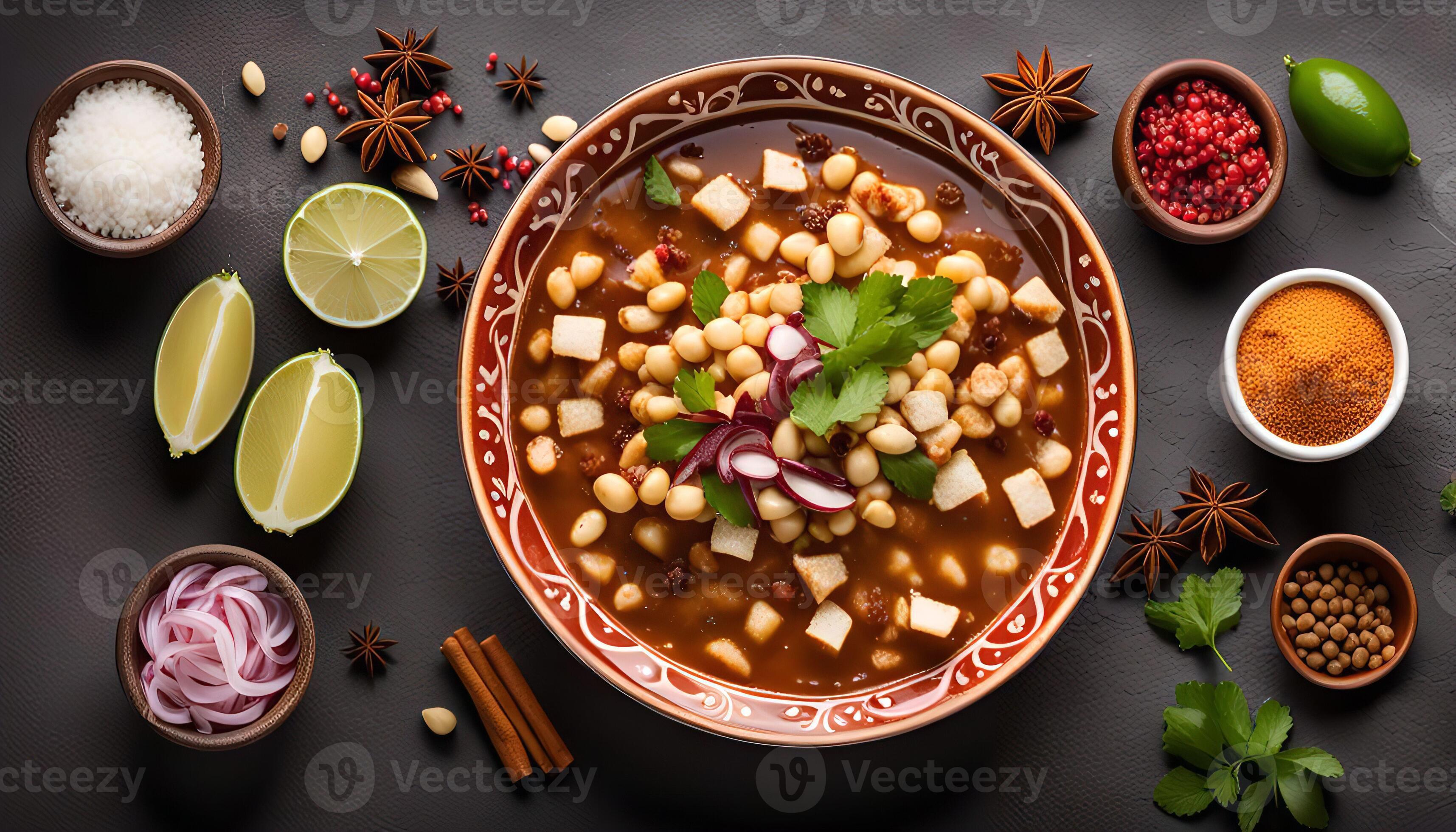 Delicious Mexican Cuisine Beans Stew with Toppings 54276710 Stock Photo at Vecteezy