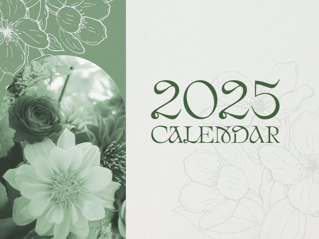 2025 Calendar with Flowers Theme 54295750 Template