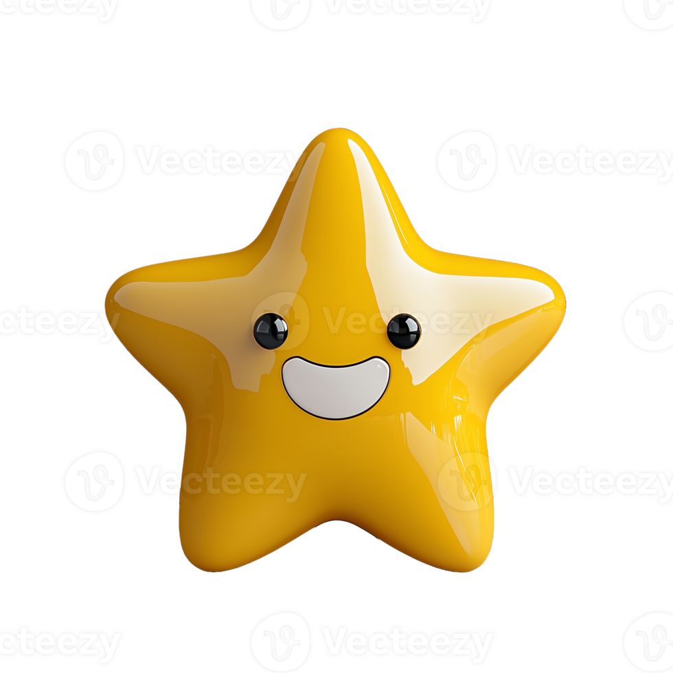 Happy yellow star character with smiling face on transparent background 54299200 PNG