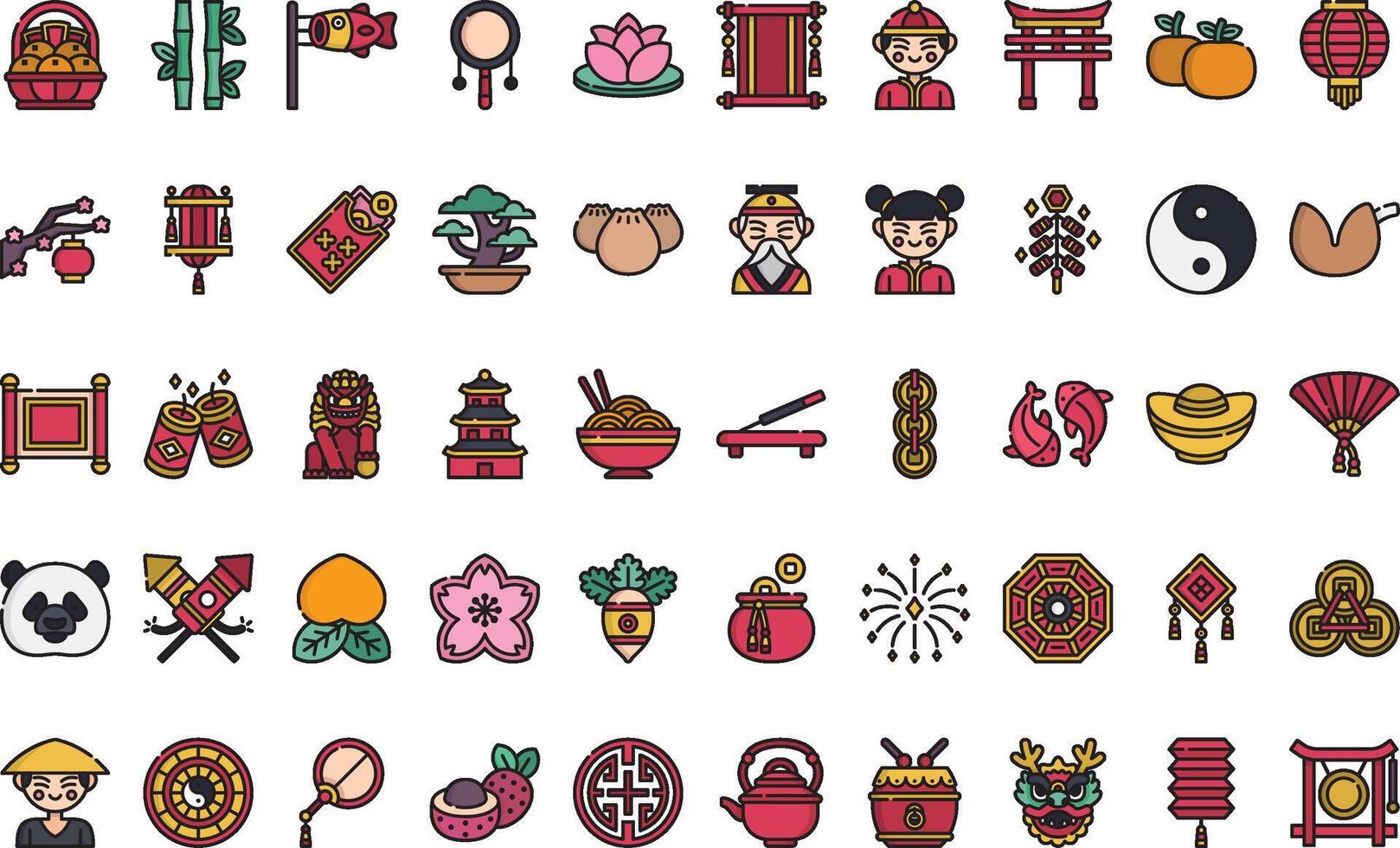Chinese new year icons set 54300649 Vector Art at Vecteezy Chinese new year icons set 54300649 Vector Art at Vecteezy