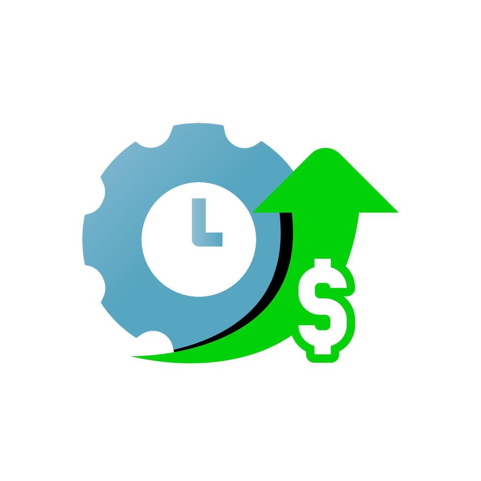 Modern Flat Illustrating Efficiency And Performance Optimization Gear With A Clock And An