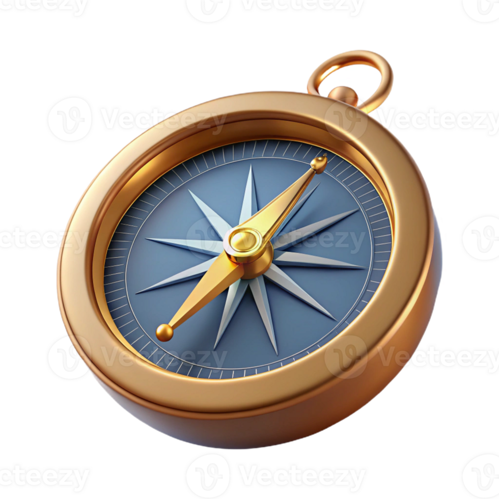 3d Golden Compass Illustration 54308925 Png