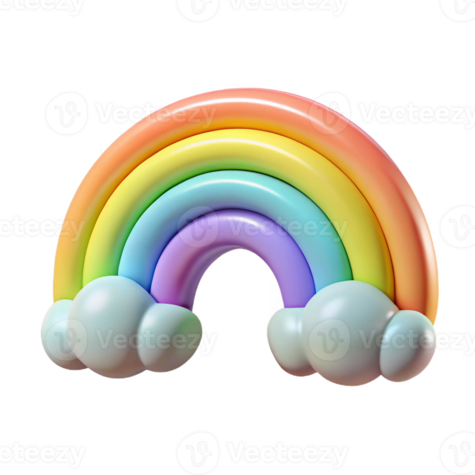 Rainbow Clouds 3d Render 54309234 Png