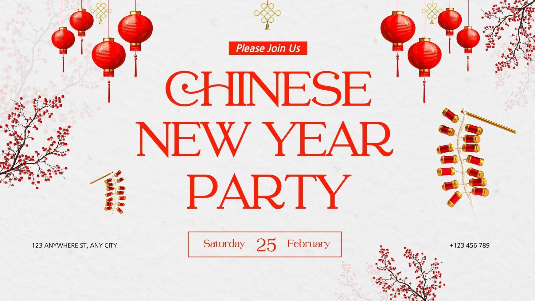 Twitter Post - Chinese New Year Party Invitation 54312344 Template